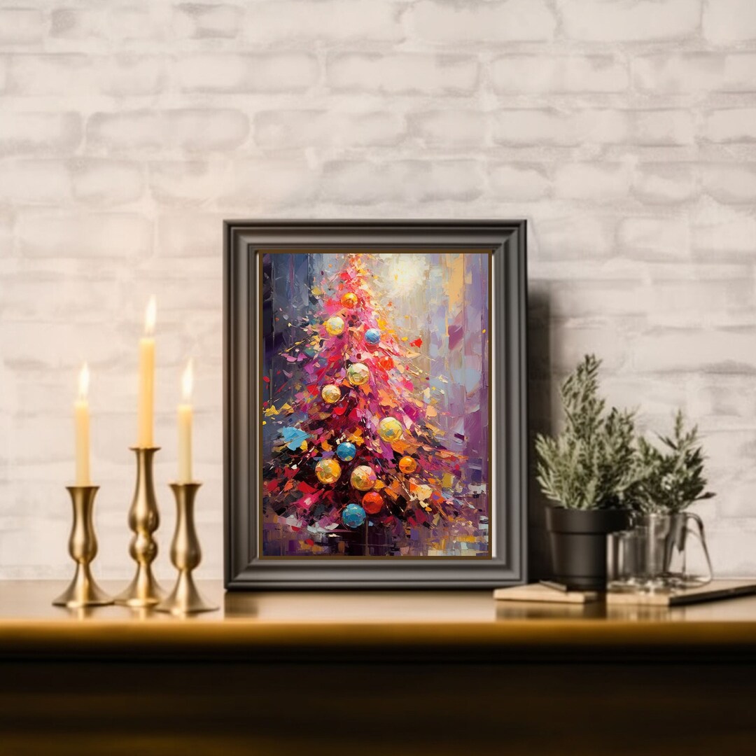 Vintage Pastel Christmas Tree Clip Art, Classic 1950s Color Palette ...