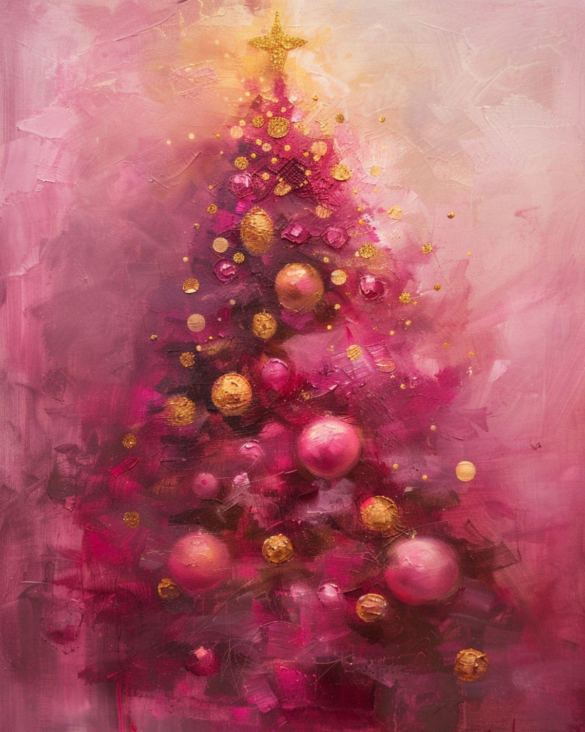 Twilight Christmas Tree Art: Ethereal Purple & Gold (digital Download ...