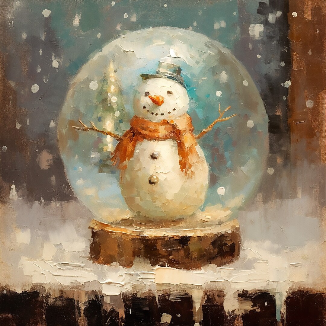 Winter Whimsy: 2 Digital Snowman Snow Globe Art JPEG, Snow Globe #3 #4 - Etsy