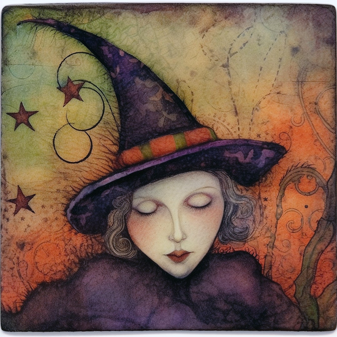 Sleeping Witch PNG and JPEG, Peaceful Forest Wiccan Graphic for ...