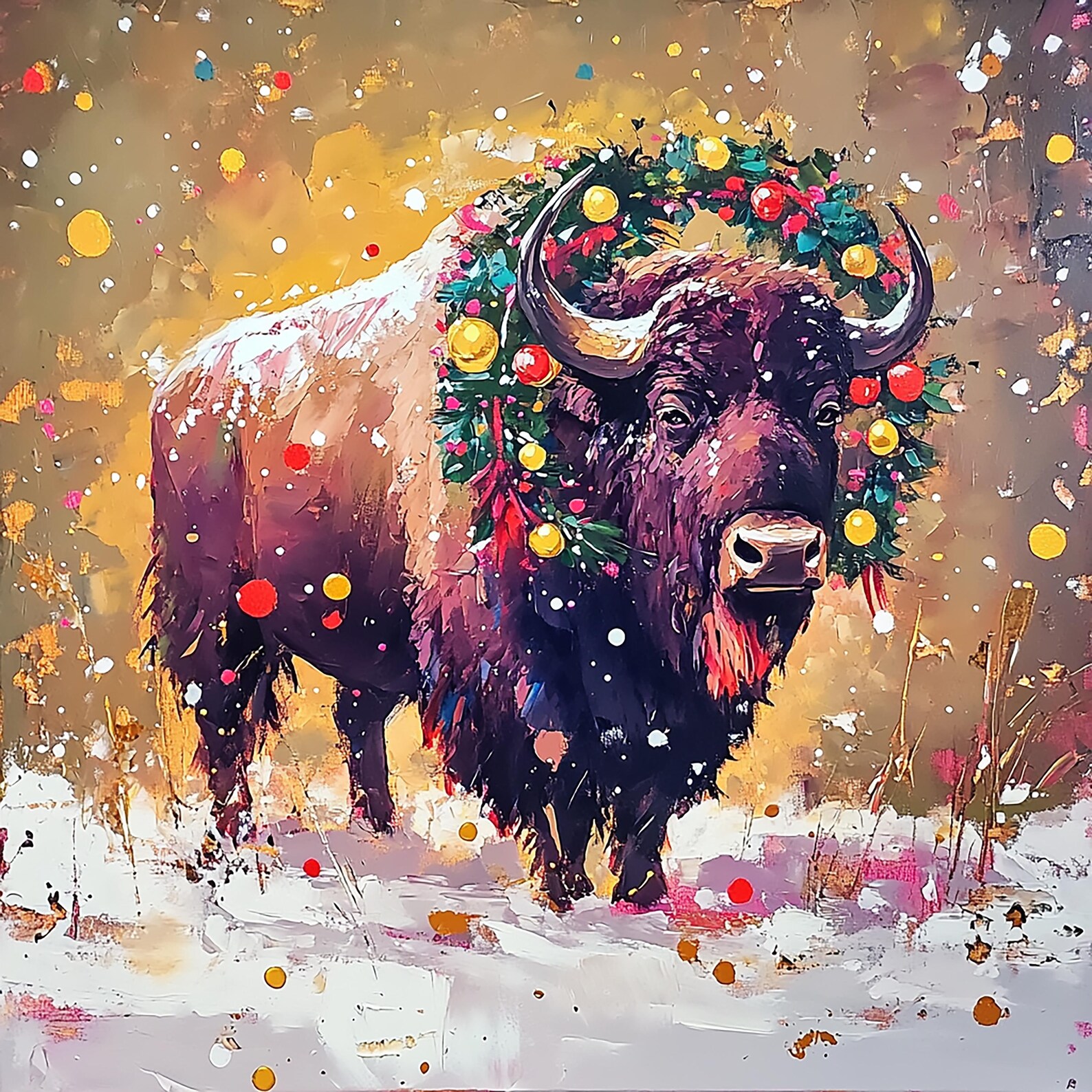 Festive Buffalo Christmas Wreath PNG: Rustic Holiday Clip Art (digital ...