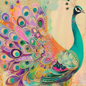 Elegant Peacock Plumage Art: Regal Bird Design (digital Download) - Etsy
