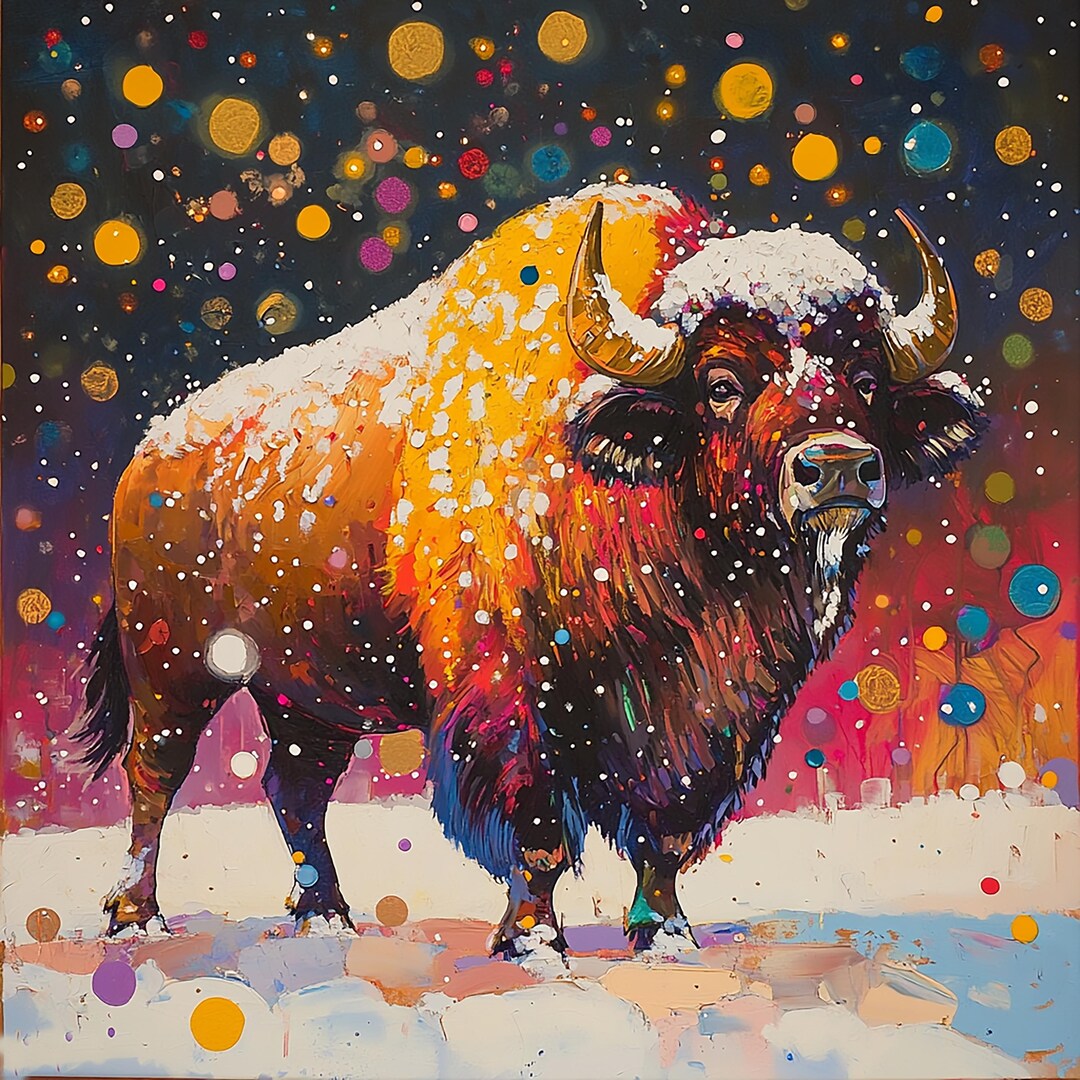 Festive Buffalo Christmas Digital Artwork 2 JPEG-PNG, 2 Holiday Buffalo ...