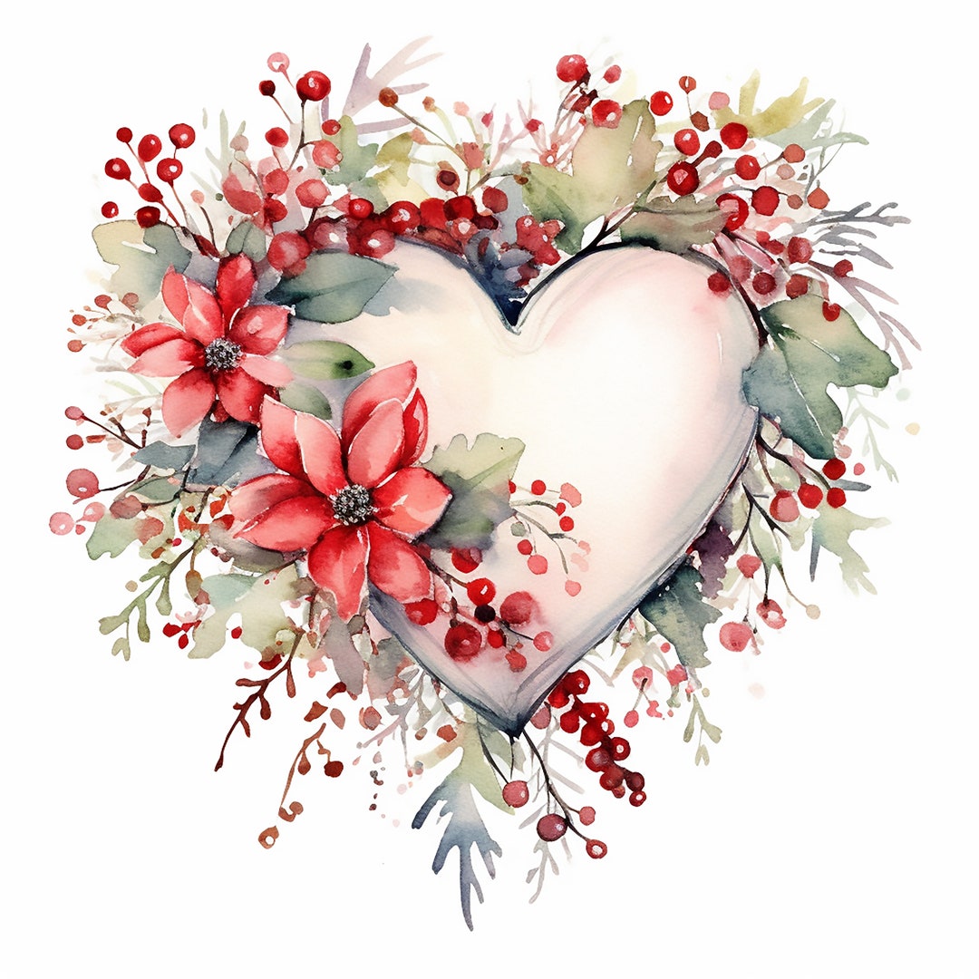 Wreath Shaped Heart Christmas Tree Clip Art, Digital File of a ...