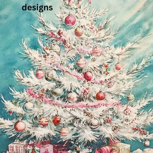 Vintage Pastel Christmas Tree Clip Art: 1950s Style (PNG, JPEG) - Etsy