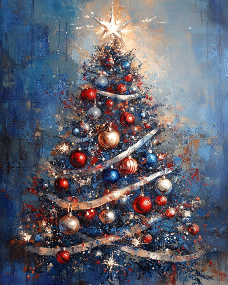 Patriotic Christmas Tree Designs: American Holiday Decor (digital ...