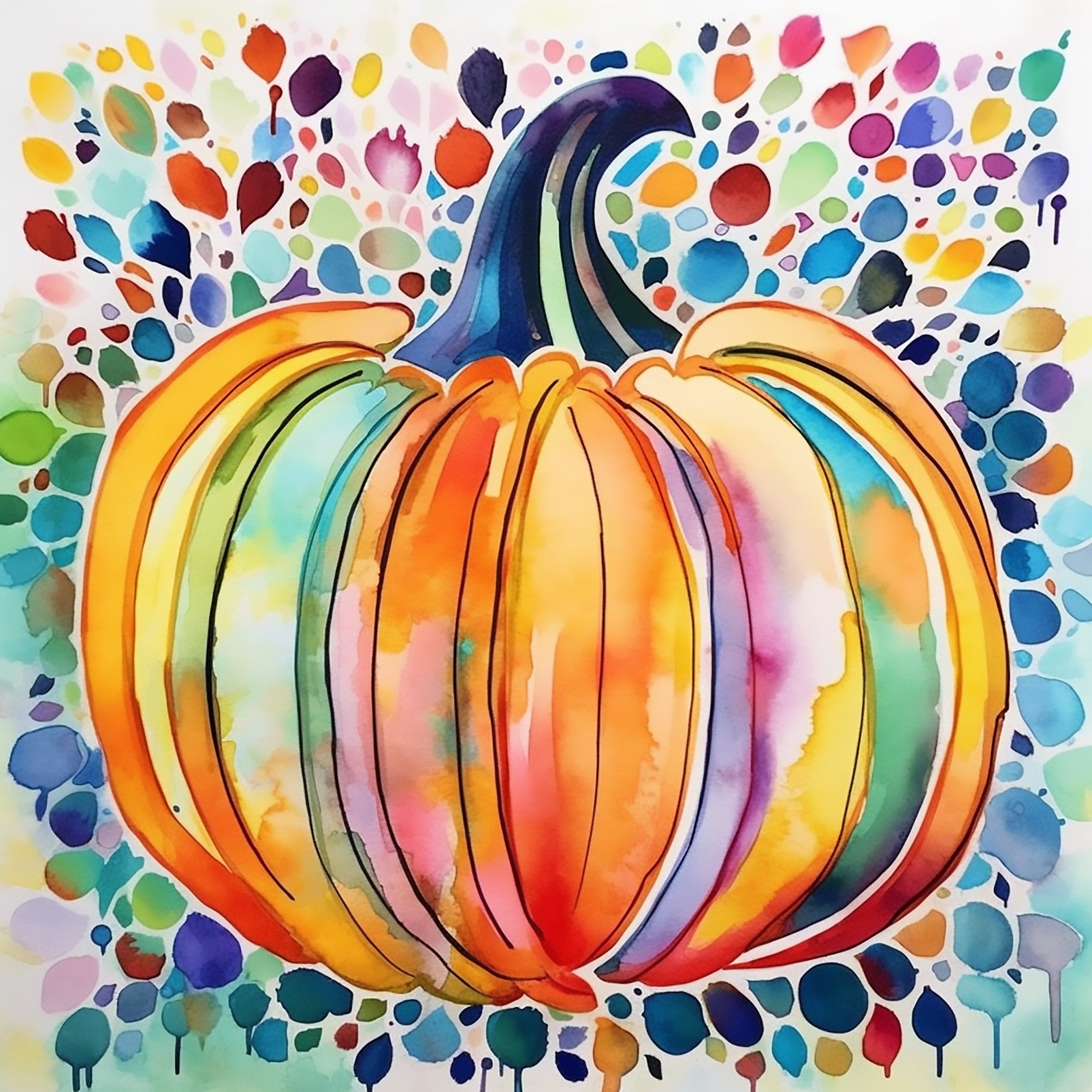 Adorable Pumpkins PNG and JPEG, Bright Stripe Pumpkin Graphic, Pumpkin ...