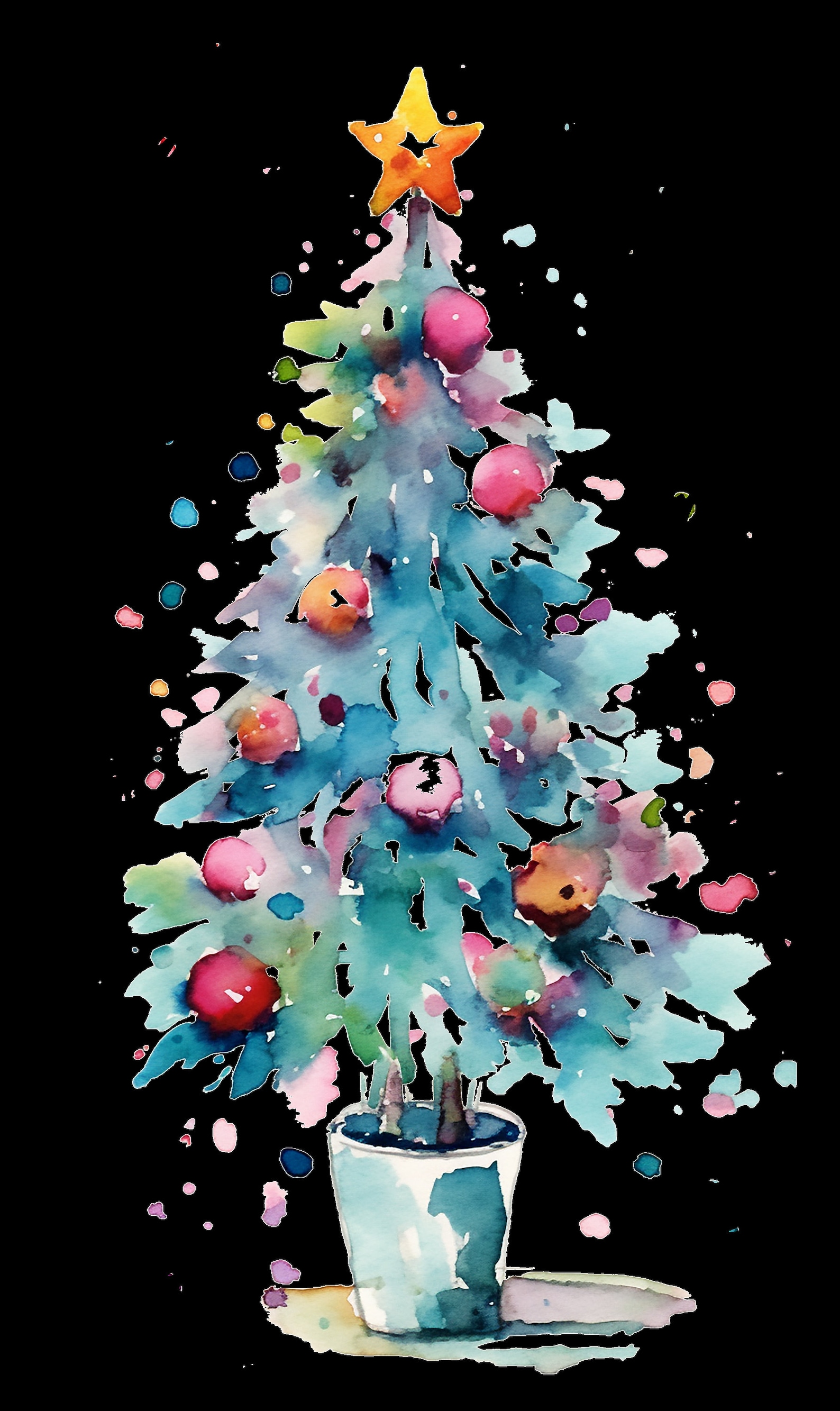 Vintage Pastel Christmas Tree Clip Art, Classic 1950s Color Palette ...