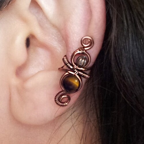 Ear Cuff Antique Copper Tigers Eye Ear Wrap - Etsy