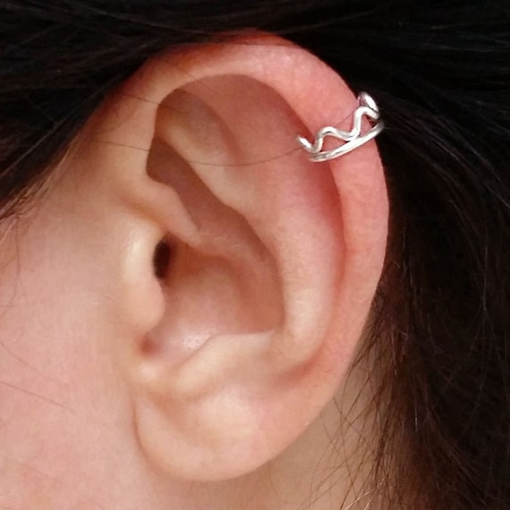 Fake Helix Ring Helix HoopsTwo Ring Helix Ear Cuff Silver | Etsy