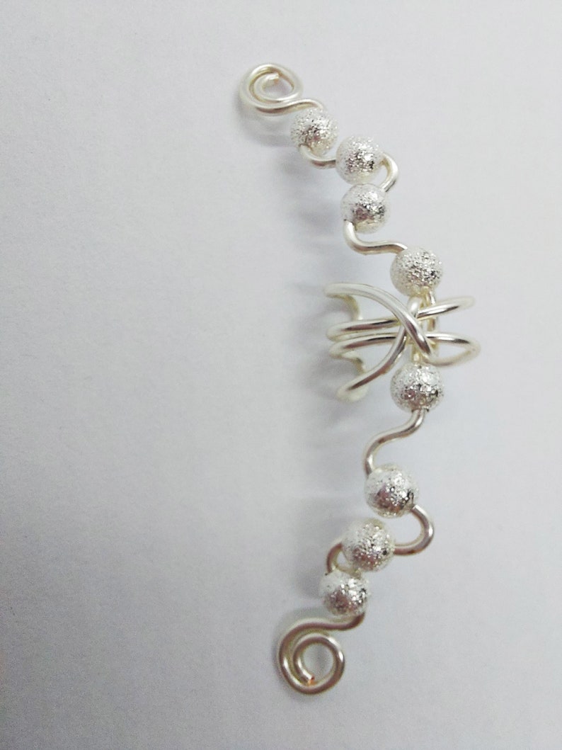 Silver Ear Cuff Glitter Silver Beads Large Ear Wrap - Etsy