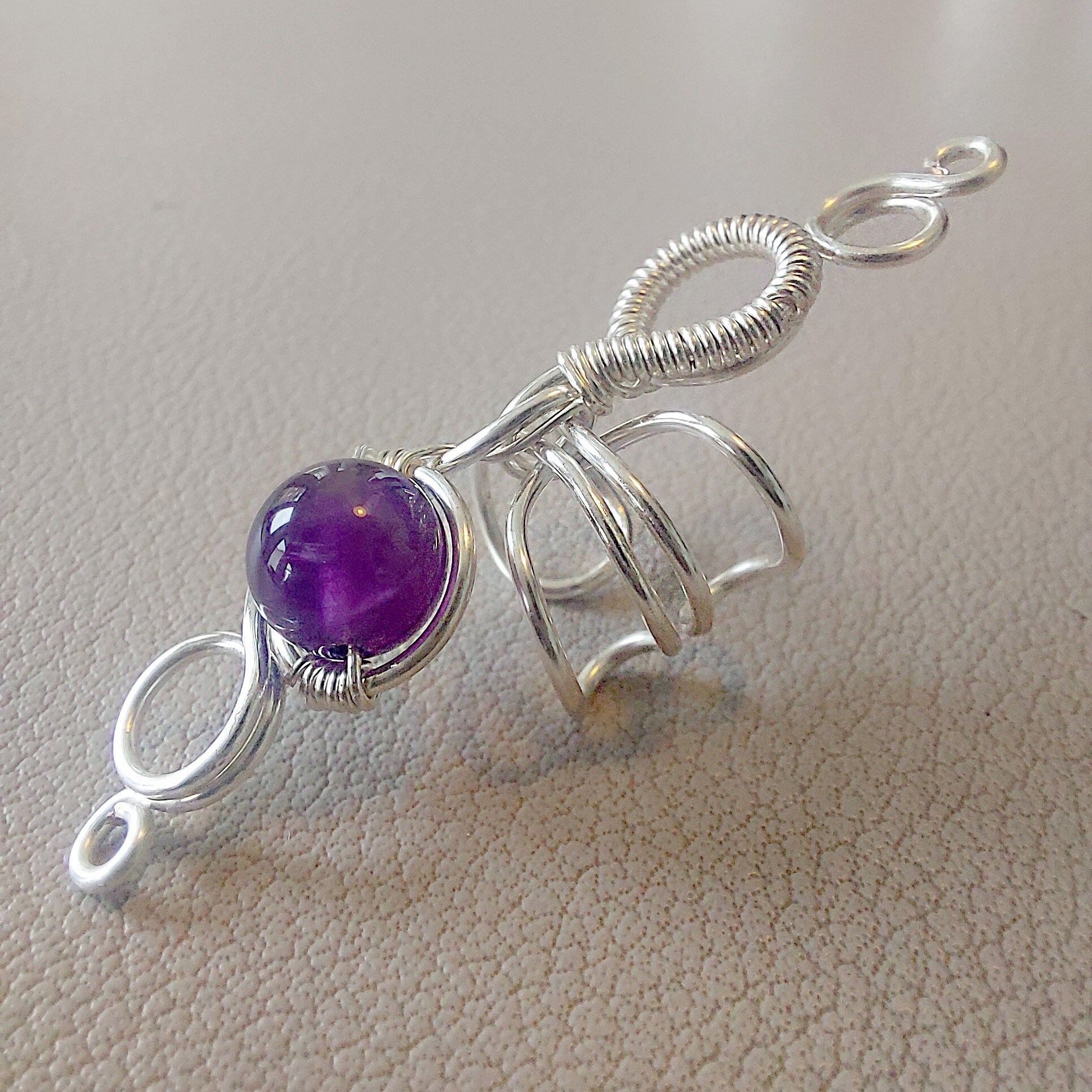 Silver Ear Cuff Purple Large Amethyst Ear Wrap - Etsy