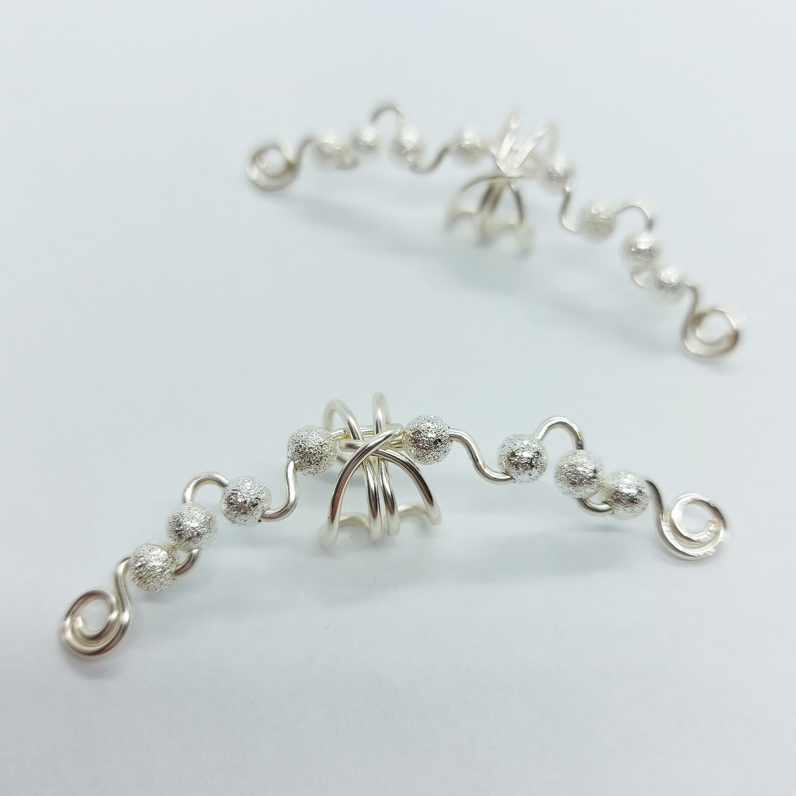 Silver Ear Cuff Glitter Silver Beads Large Ear Wrap - Etsy