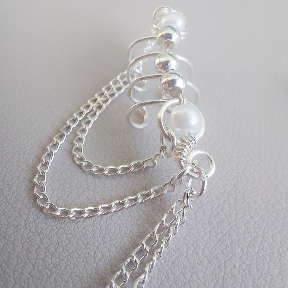 Silver Ear Cuff With Chain Silver Plated Chain Ear Wrap - Etsy