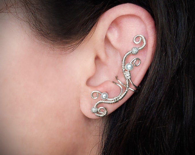Silver Ear Cuff Elegant Ear Wrap - Etsy