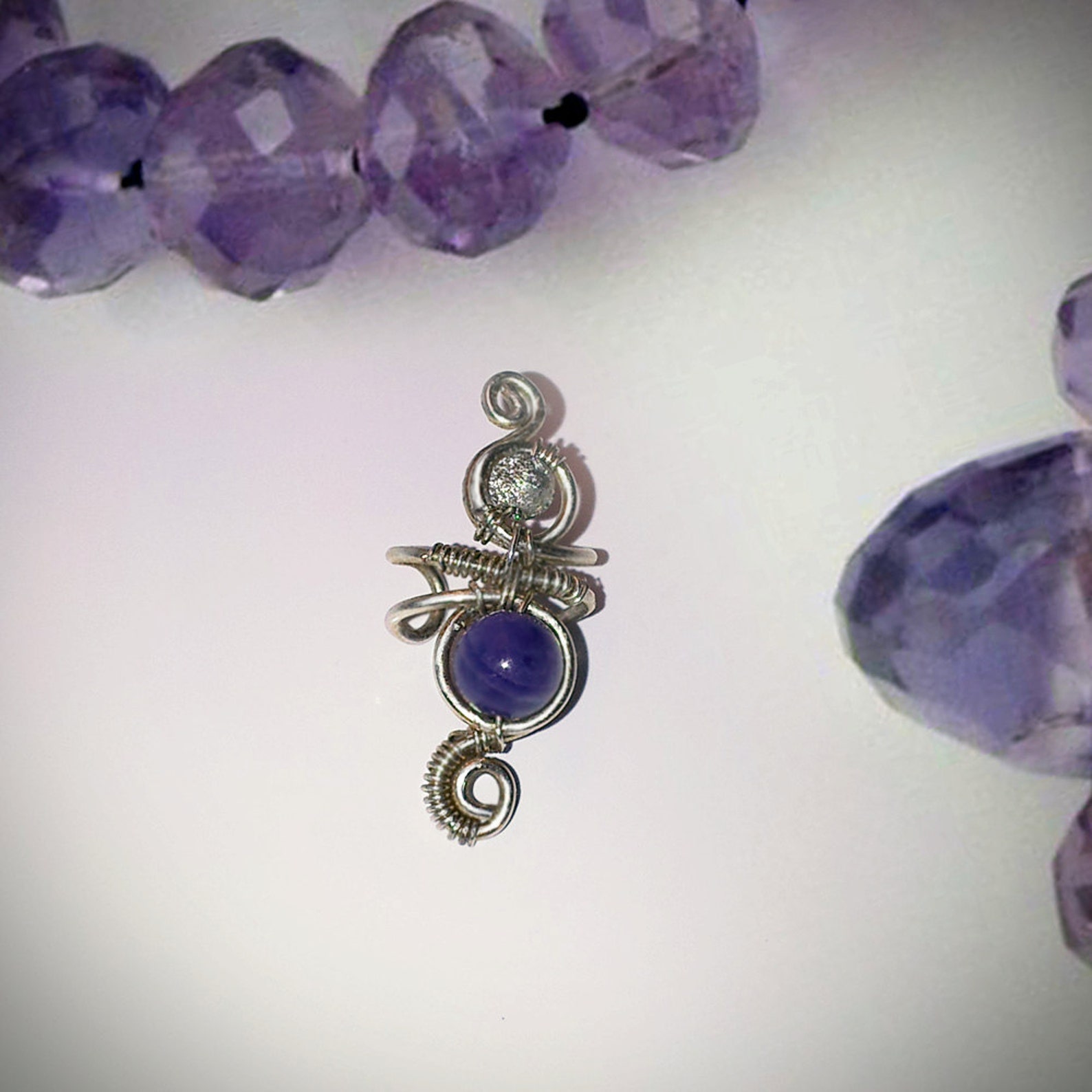 Silver Ear Cuff Amethyst Ear Wrap February Birthstone Ear Wrap - Etsy
