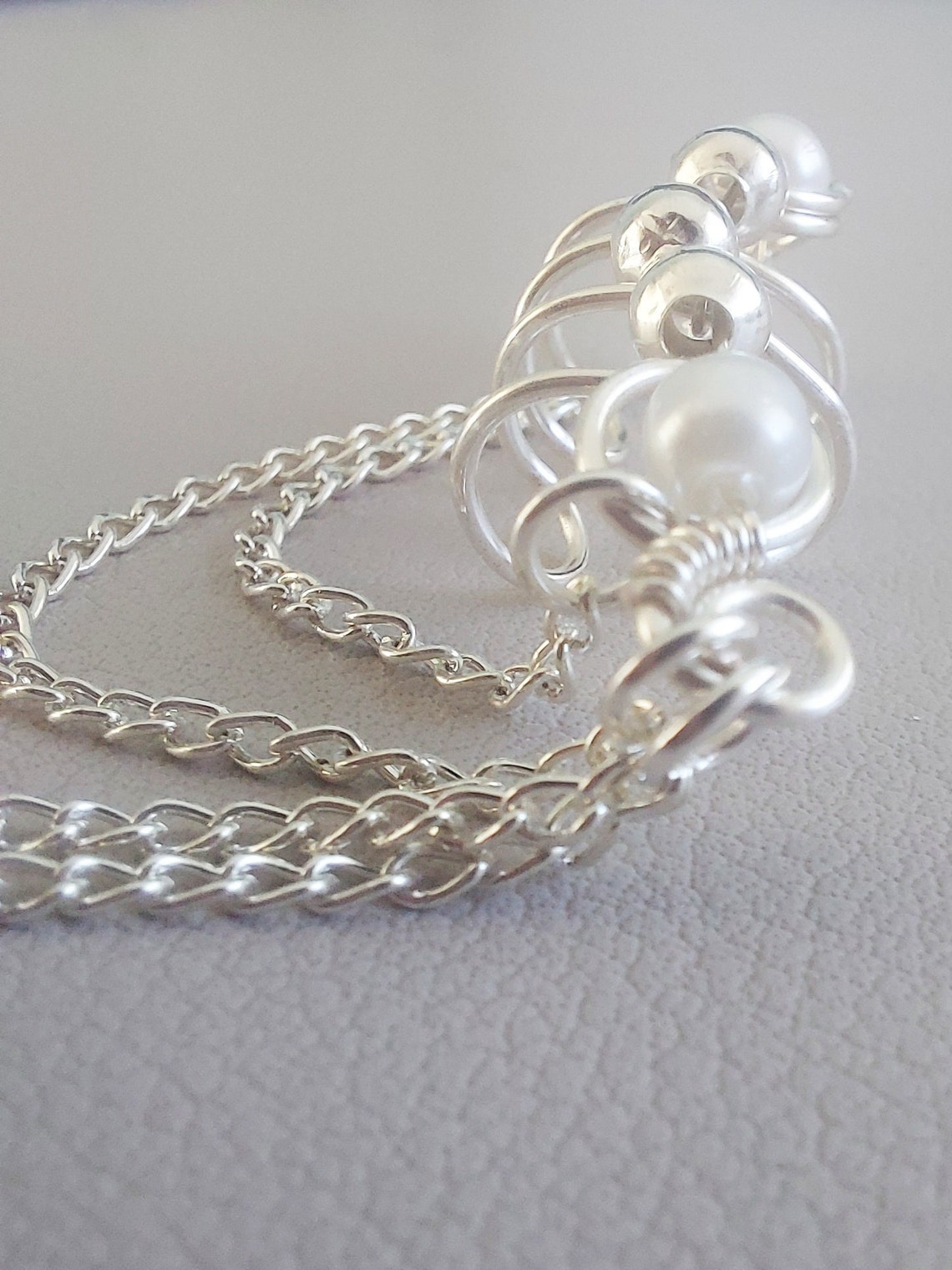 Silver Ear Cuff With Chain Silver Plated Chain Ear Wrap - Etsy