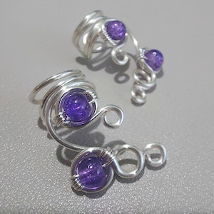 Silver Ear Cuff, Silver Ear Wrap, Unique Purple Ear Cuff, Gift for Her ...