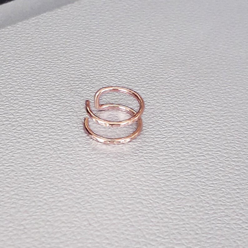 Hammered Sterling Silver Helix Hoops Fake Helix Ring Two - Etsy