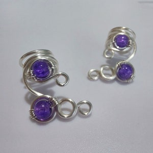 Silver Ear Cuff, Silver Ear Wrap, Unique Purple Ear Cuff, Gift for Her ...