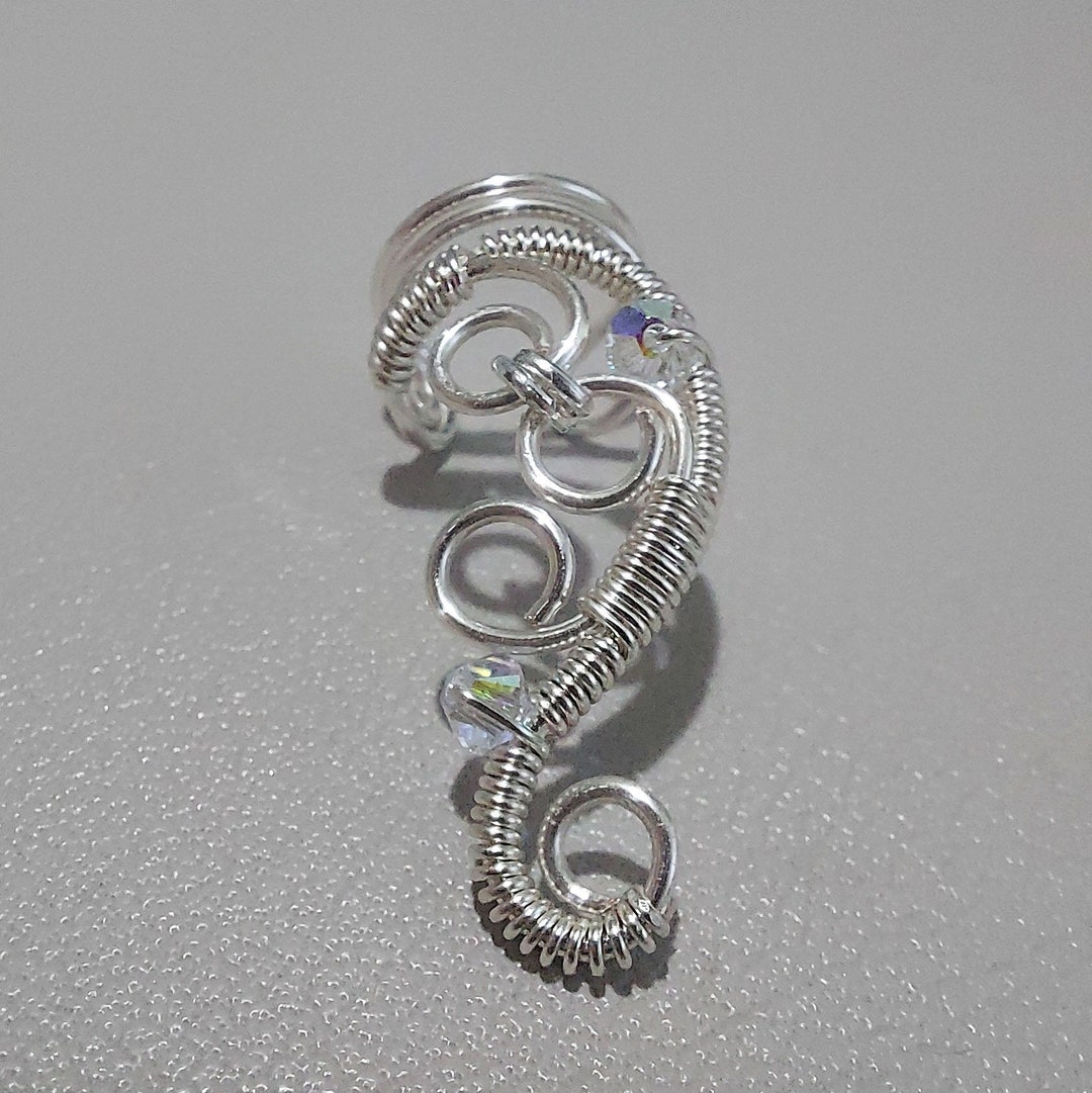 Silver Ear Cuff Silver Plated Swirl Swarovski Ear Wrap - Etsy Norway
