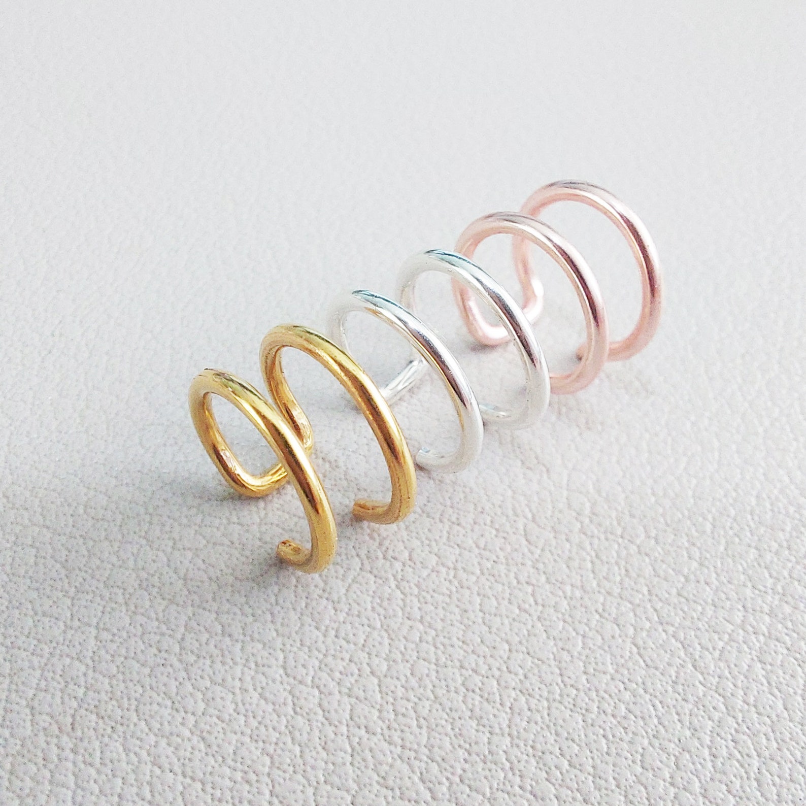 Helix Hoops Fake Helix Ring Two Ring Helix Ear Cuff Silver - Etsy