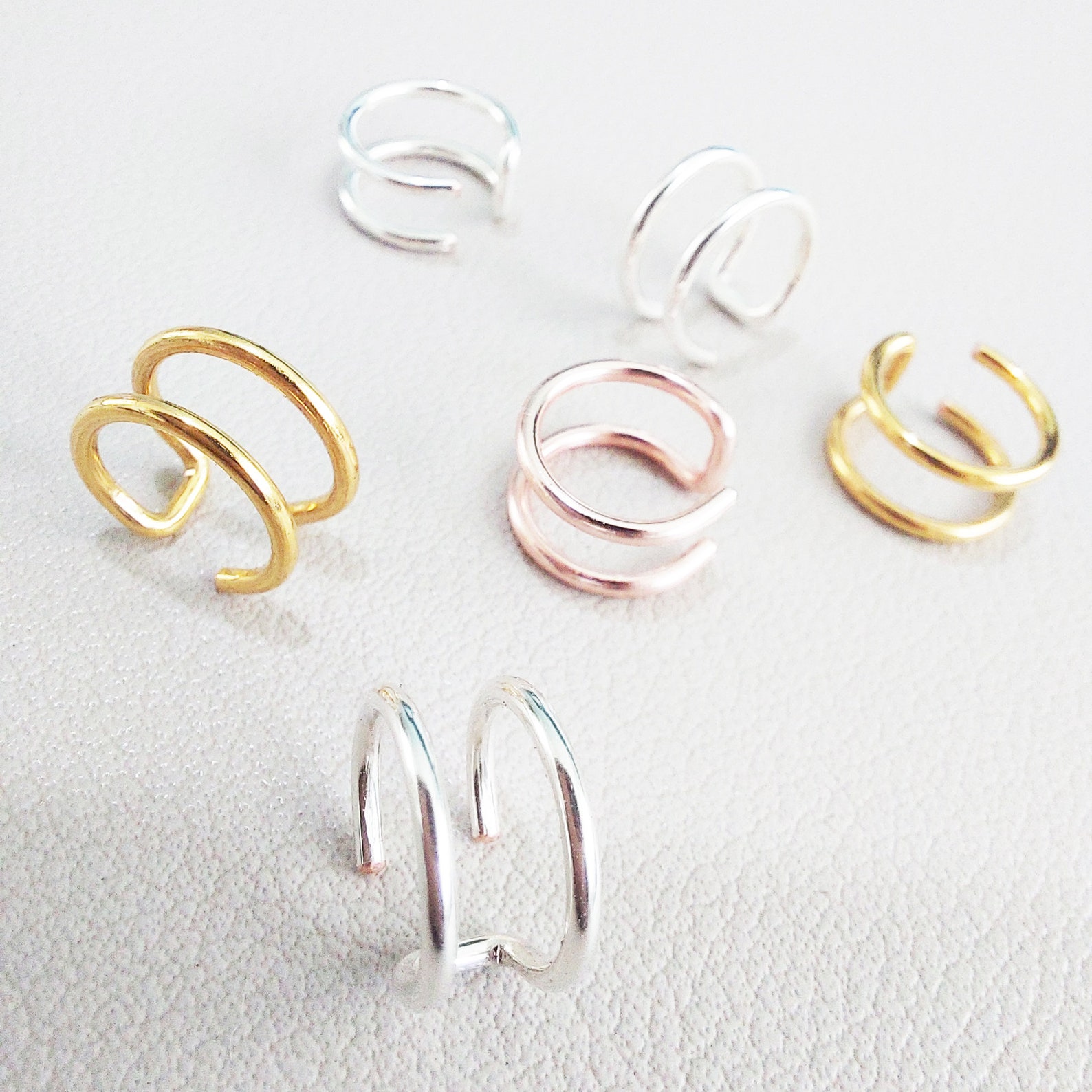 Helix Hoops Fake Helix Ring Two Ring Helix Ear Cuff Silver - Etsy