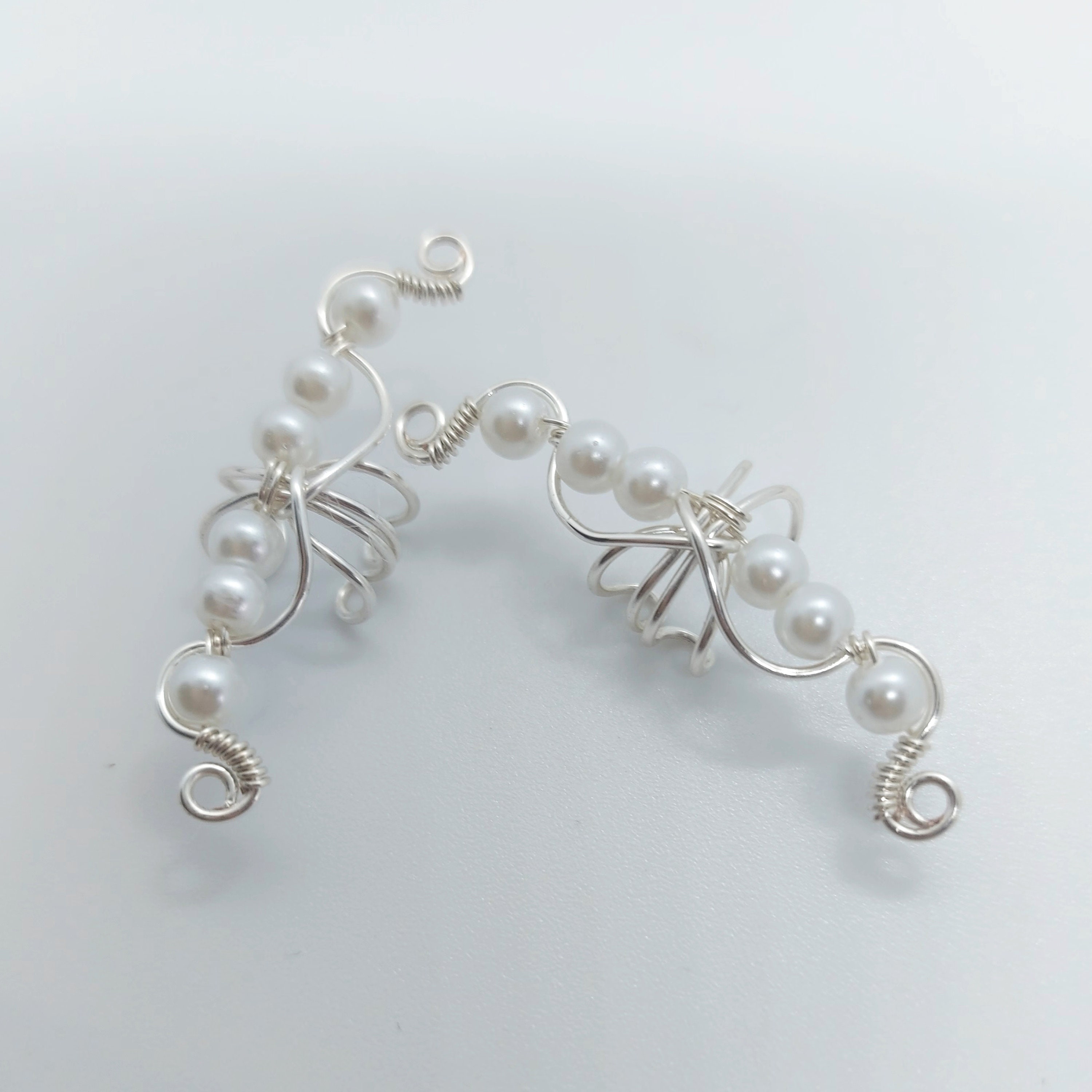 Silver Ear Cuff, White Pearl Ear Wrap, Wedding Ear Wrap, Wedding ...