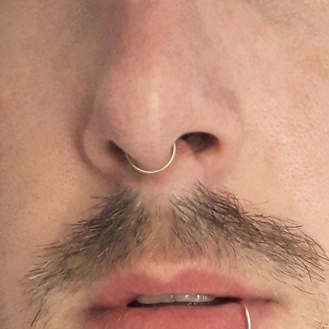 Mens Septum Ring, Gold Filled Septum Ring, Gold Cartilage Hoops, Hugger ...