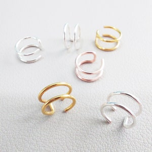 Helix Hoops, Fake Helix Ring, Two Ring Helix, Ear Cuff, Silver Helix ...