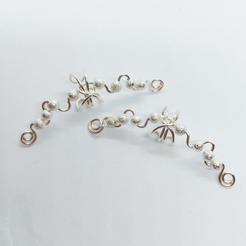 Silver Ear Cuff Glitter Silver Beads Large Ear Wrap - Etsy