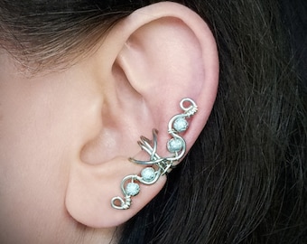 Silver Ear Cuff Glitter Silver Beads Large Ear Wrap | Etsy