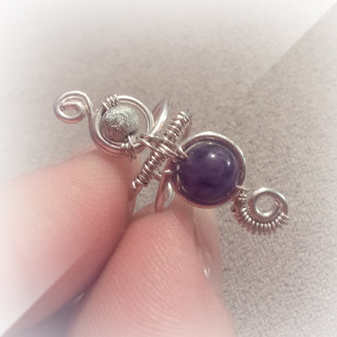 Silver Ear Cuff Amethyst Ear Wrap February Birthstone Ear Wrap - Etsy