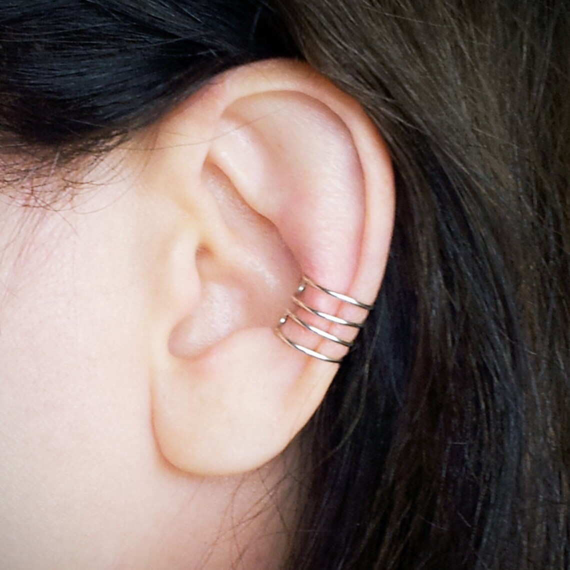 Silver Ear Cuff Sterling SILVER FILLED Small Rings Ear Wrap - Etsy