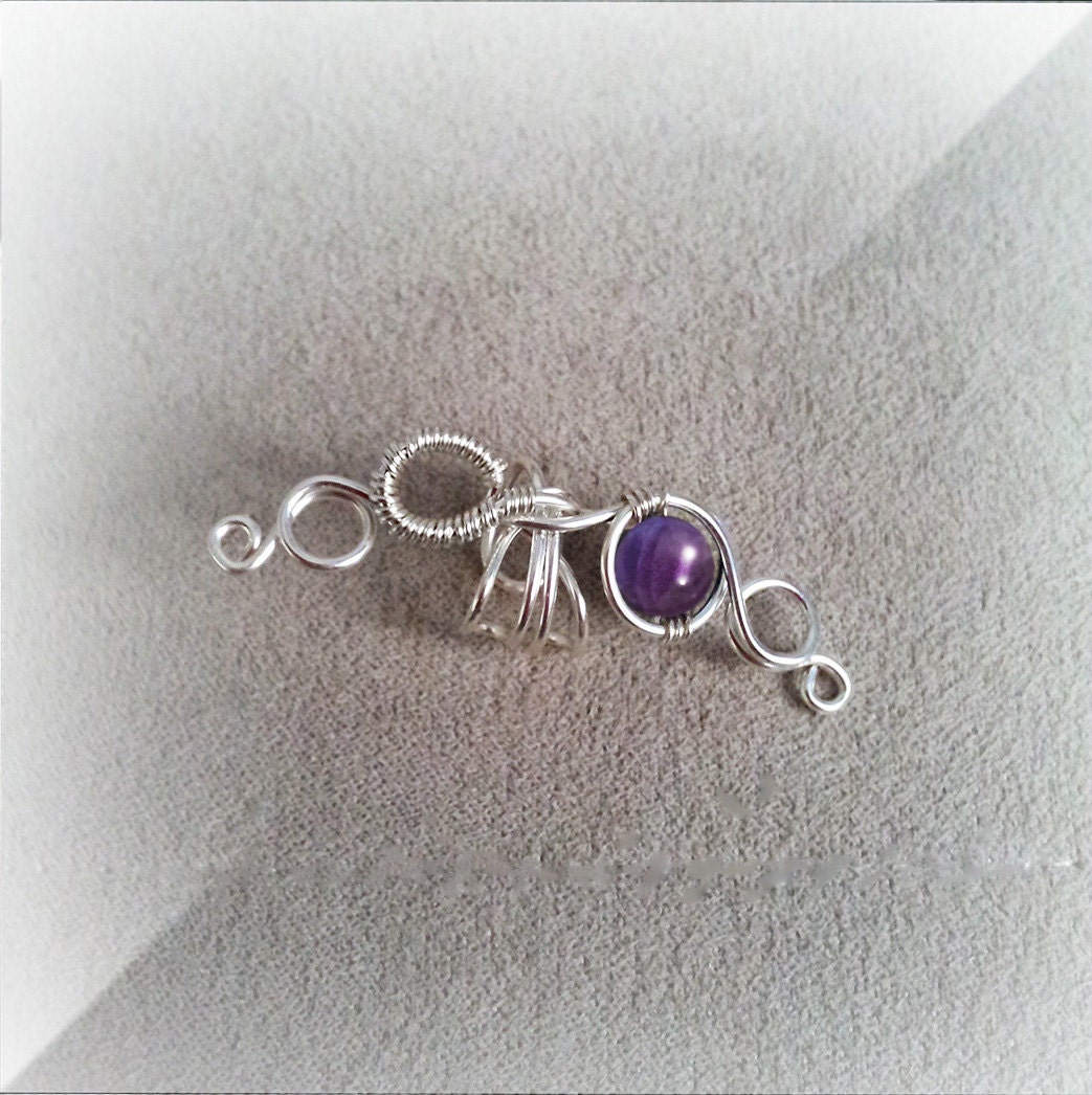 Silver Ear Cuff Purple Large Amethyst Ear Wrap - Etsy