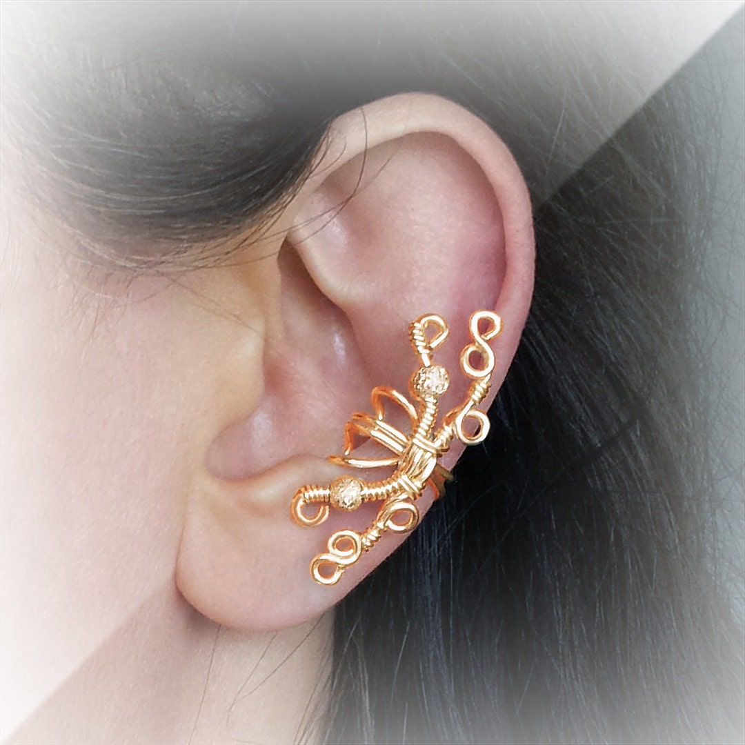 Gold Ear Cuff 24K Gold Plated Glitter Gold Ear Wrap - Etsy