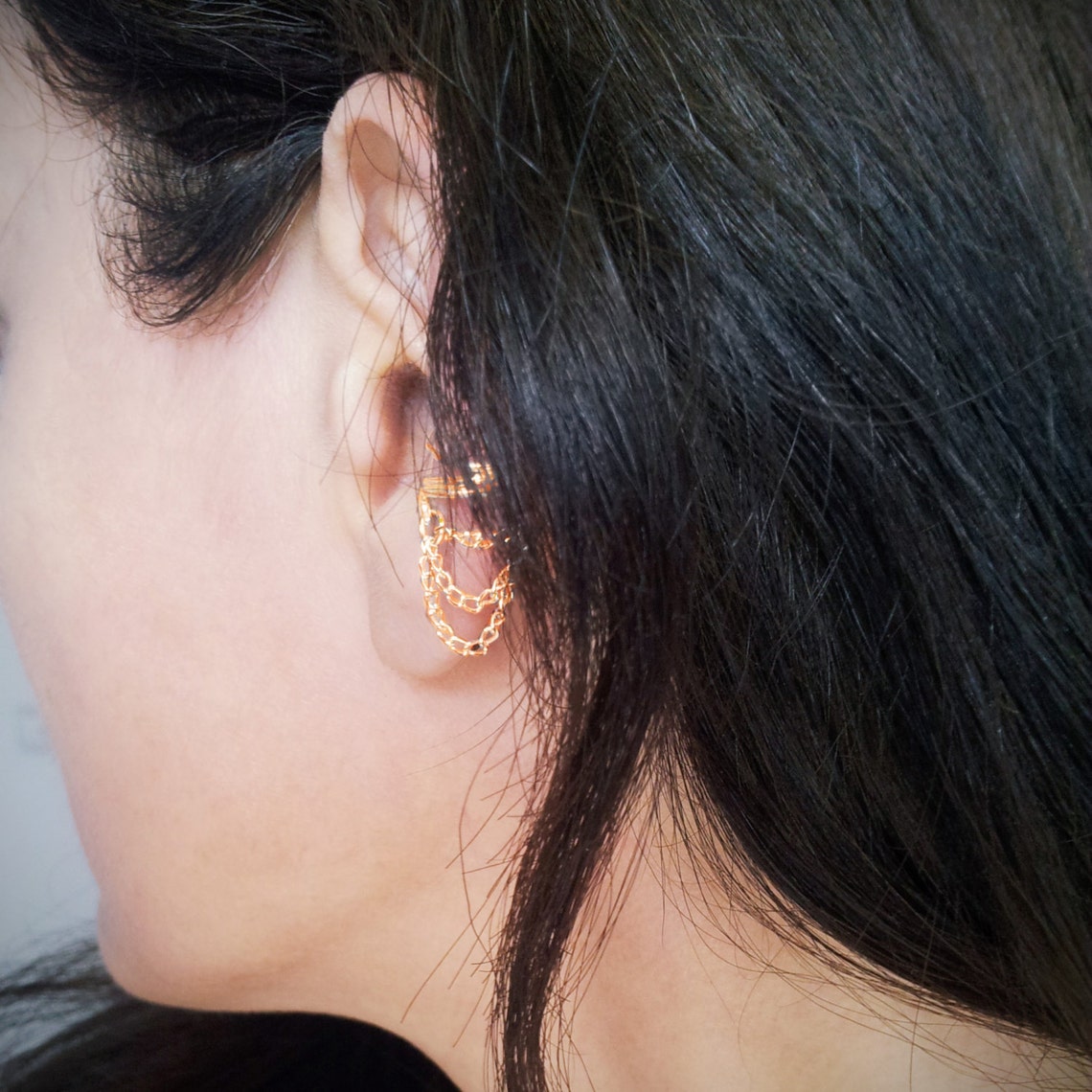 Gold Chain Ear Cuff Gold Plated Chain Ear Wrap | Etsy