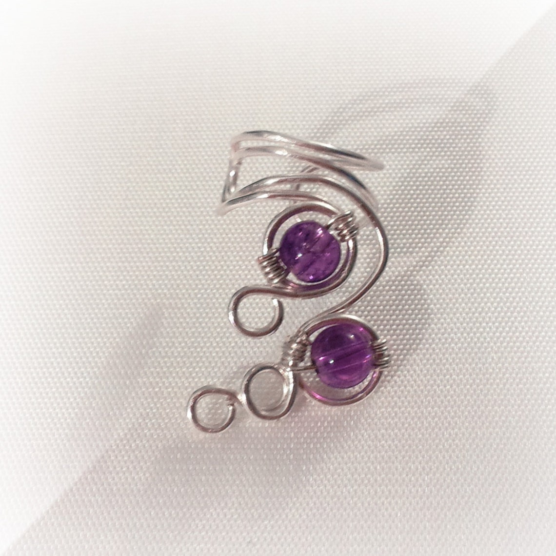 Silver Ear Cuff Silver Ear Wrap Purple | Etsy
