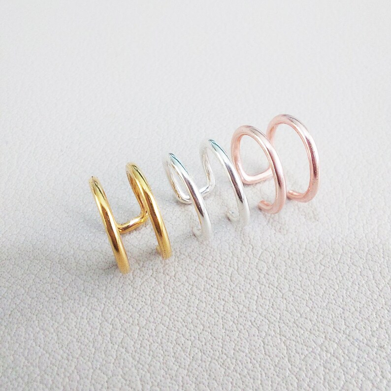 Helix Hoops Fake Helix Ring Two Ring Helix Ear Cuff Silver - Etsy