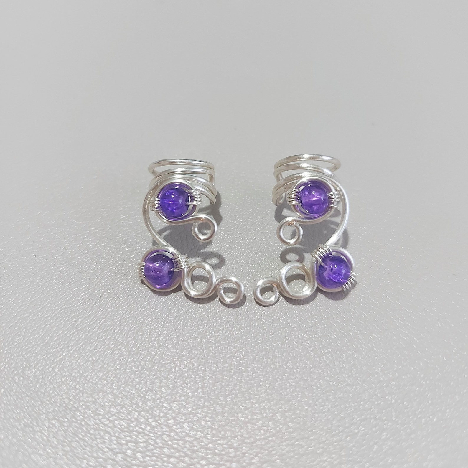Silver Ear Cuff Silver Ear Wrap Purple - Etsy UK