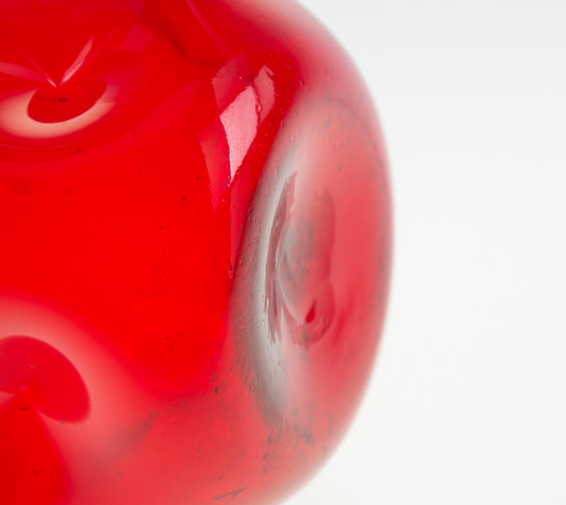 Ruby Red Empoli Vase With Pinched or Dimpled Body - Etsy
