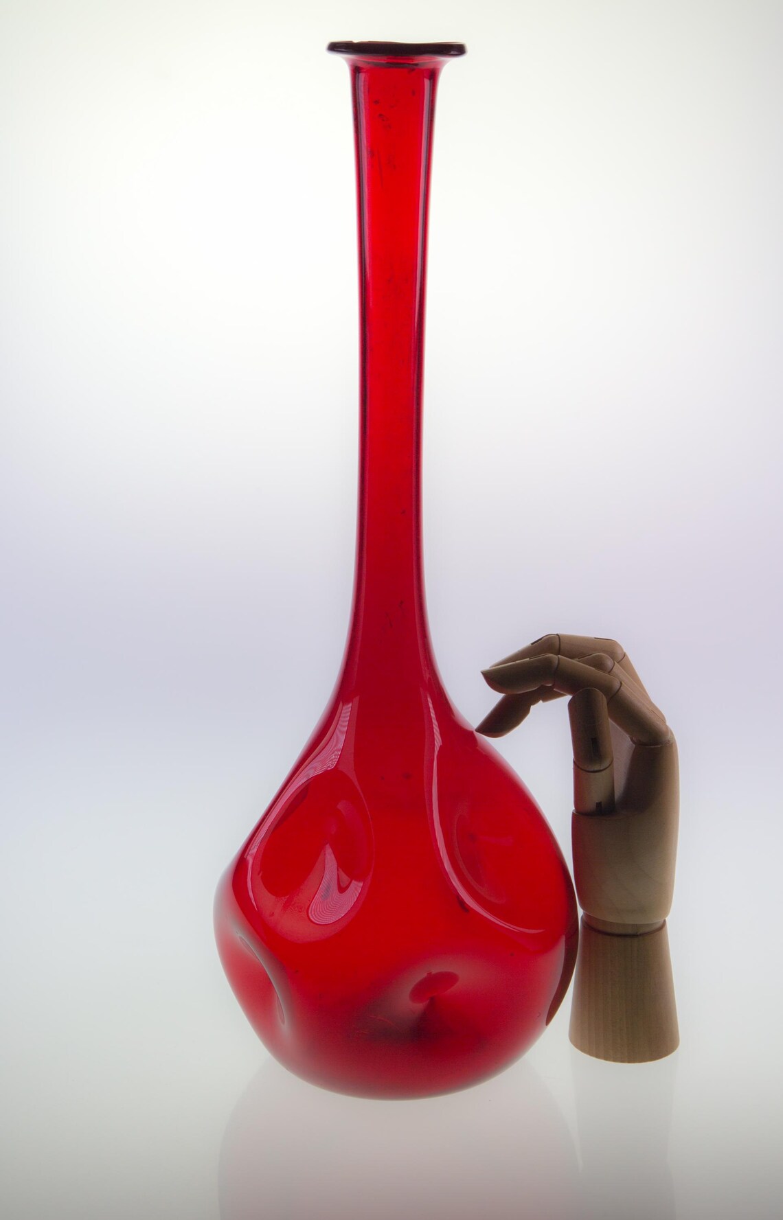 Ruby Red Empoli Vase With Pinched or Dimpled Body - Etsy