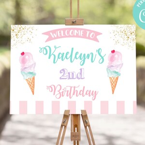 Ice Cream Party Welcome Sign Editable Template / Ice Cream Social Party ...