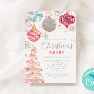Peppermint Christmas Party Invitation Editable Template / Holiday ...