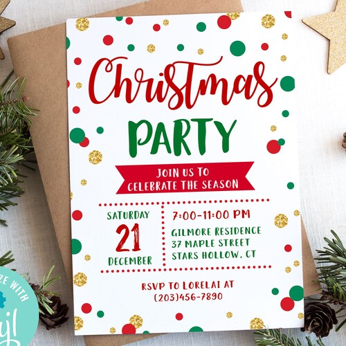 EDITABLE Christmas Party Invitation Template Holiday Party - Etsy