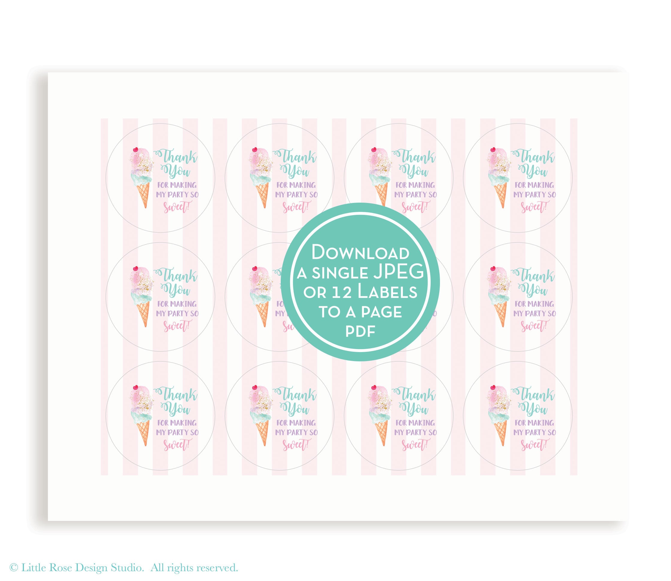 Ice Cream Party Favor Tags Instant Download / Ice Cream Party | Etsy