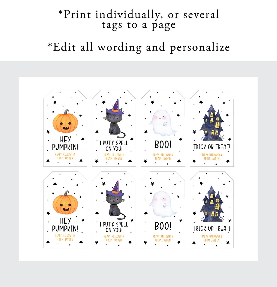 Cute Editable Halloween Treat Tags / Printable Halloween Party - Etsy