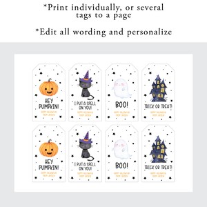 Cute Editable Halloween Treat Tags / Printable Halloween Party Treat ...