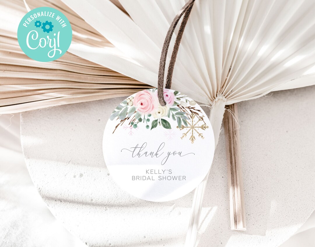 Pink Winter Snowflake Floral Round Label TEMPLATE / Round Sticker or ...