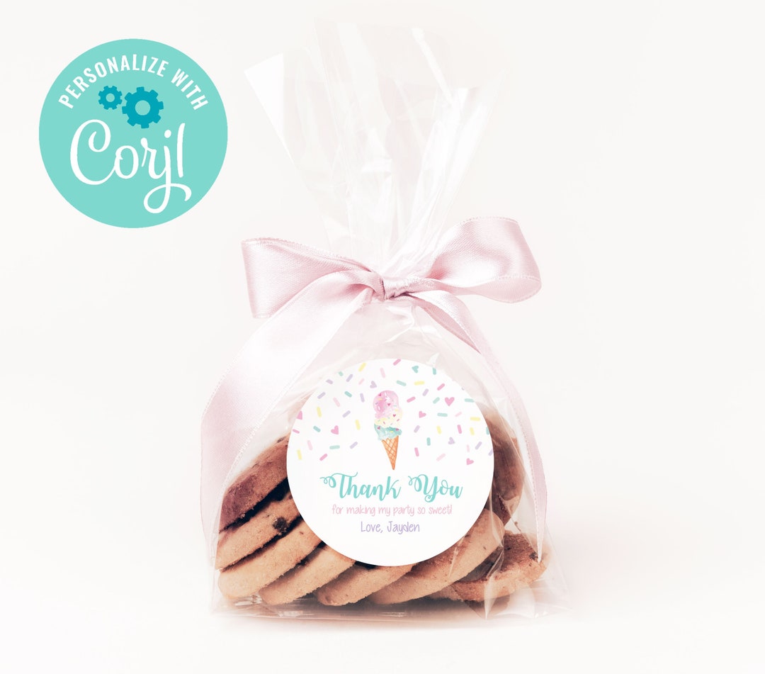 Ice Cream Party Round Labels, Sprinkles Gift Tag Template (digital ...